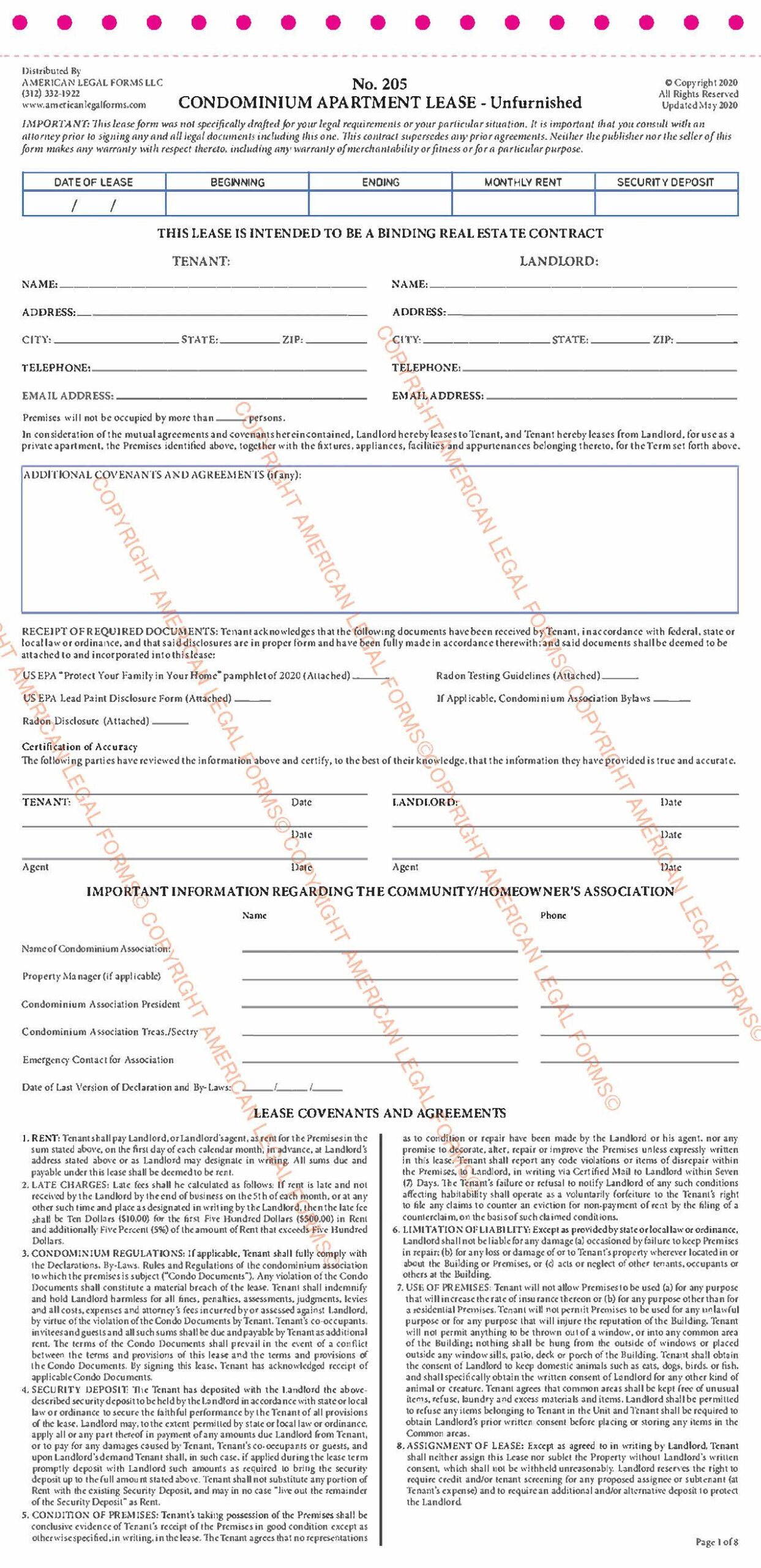 Chicago Apartment Lease Form 104 American Legal Forms